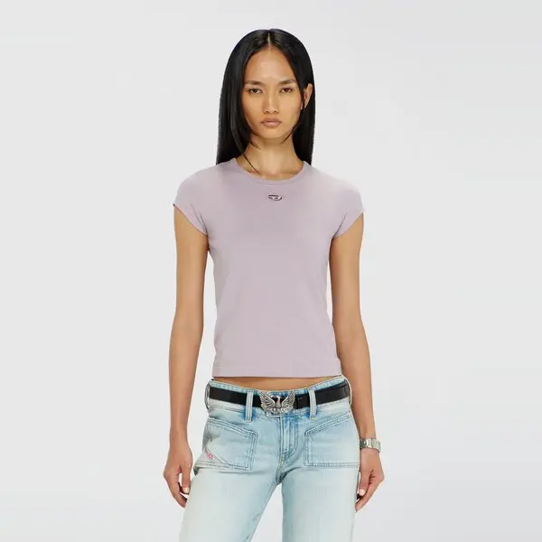 DIESEL® T-shirt With Embroidered Logo Detail - Violet