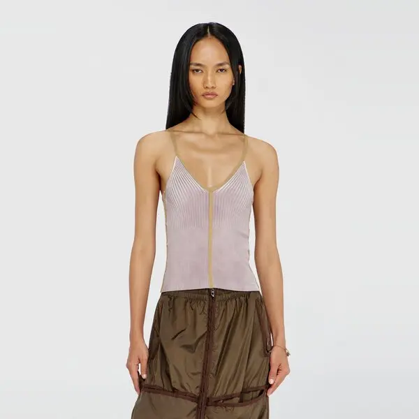 DIESEL® Rib-knit Cami Top With Contrast Bands - Violet