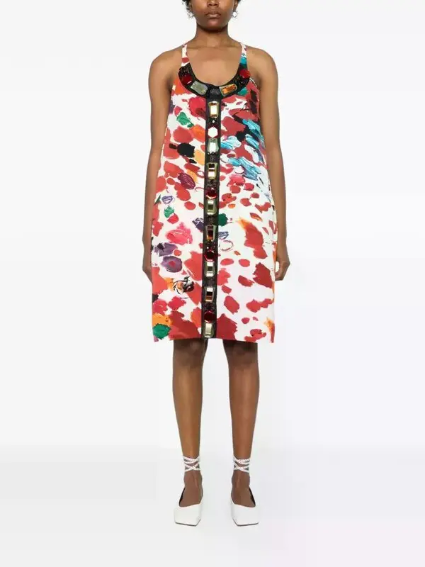 Saint Laurent Jewel Embellishment Midi Dress