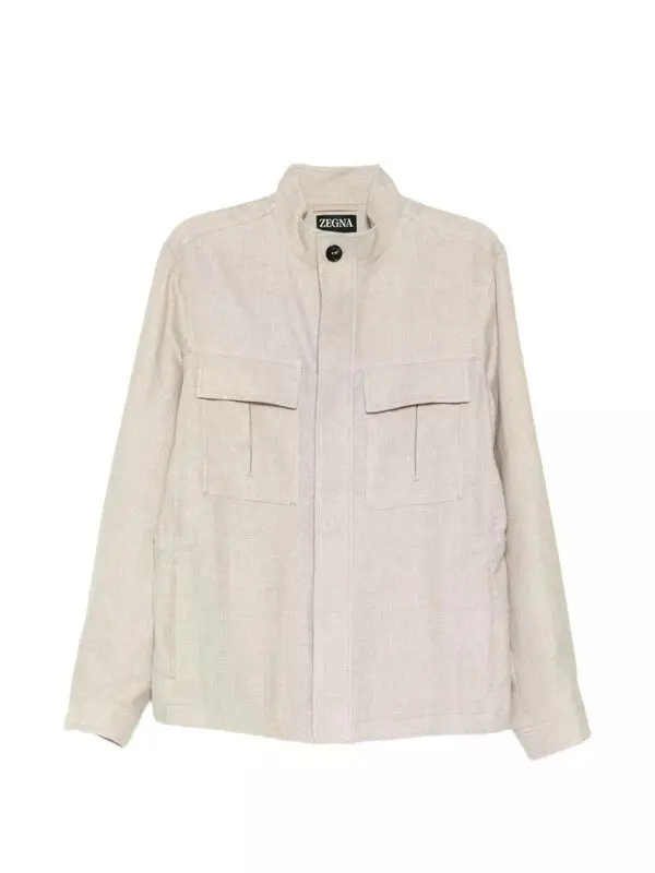 Zegna Stand-collar Flap-pocket Jacket - Neutrals