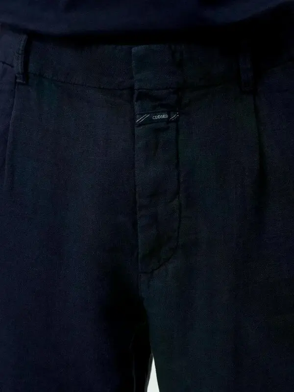 Closed Pleat-detail Linen Trousers