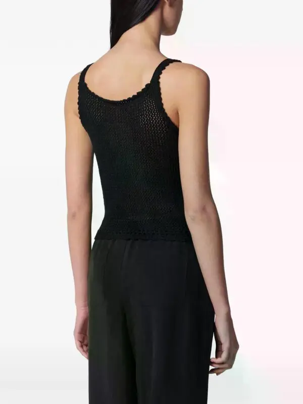 DUNST Crochet Knit Button-up Top