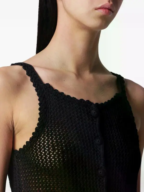 DUNST Crochet Knit Button-up Top