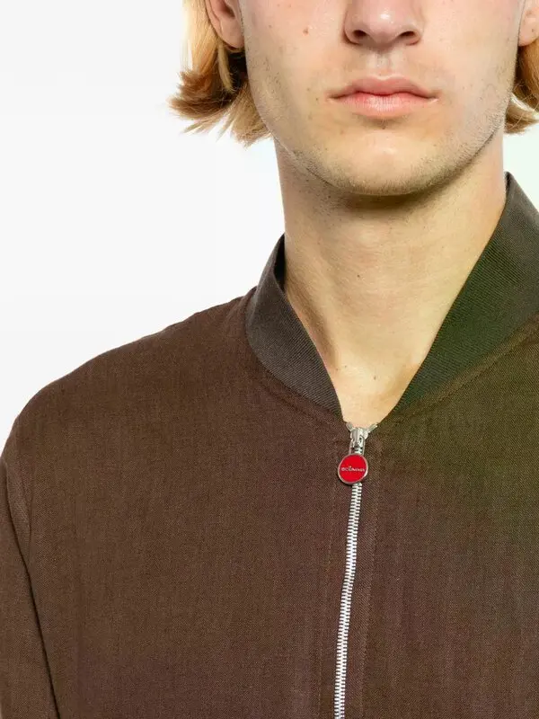 Kiton Linen Ribbed-trim Zip Jacket