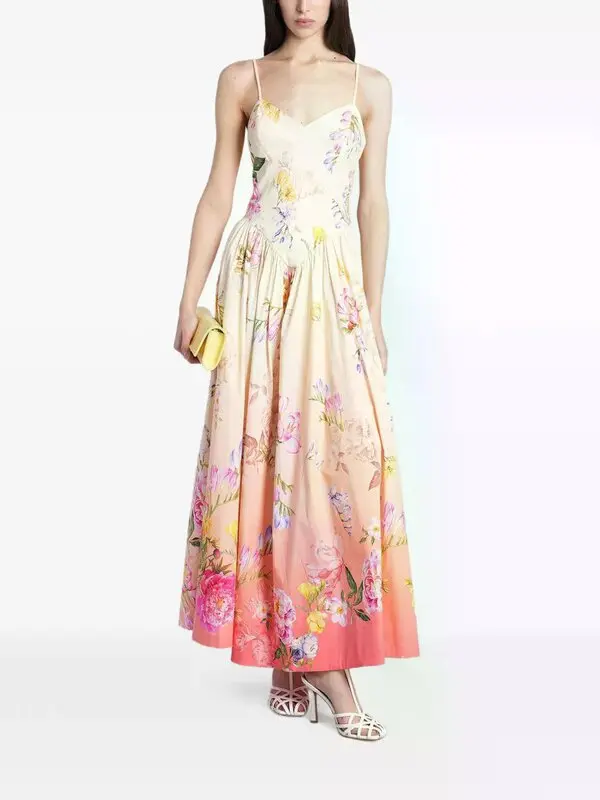 Hemant & Nandita Yellow Floral Print Maxi Dress