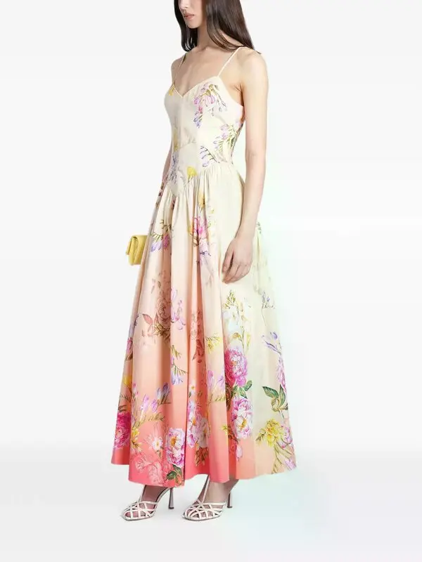 Hemant & Nandita Yellow Floral Print Maxi Dress