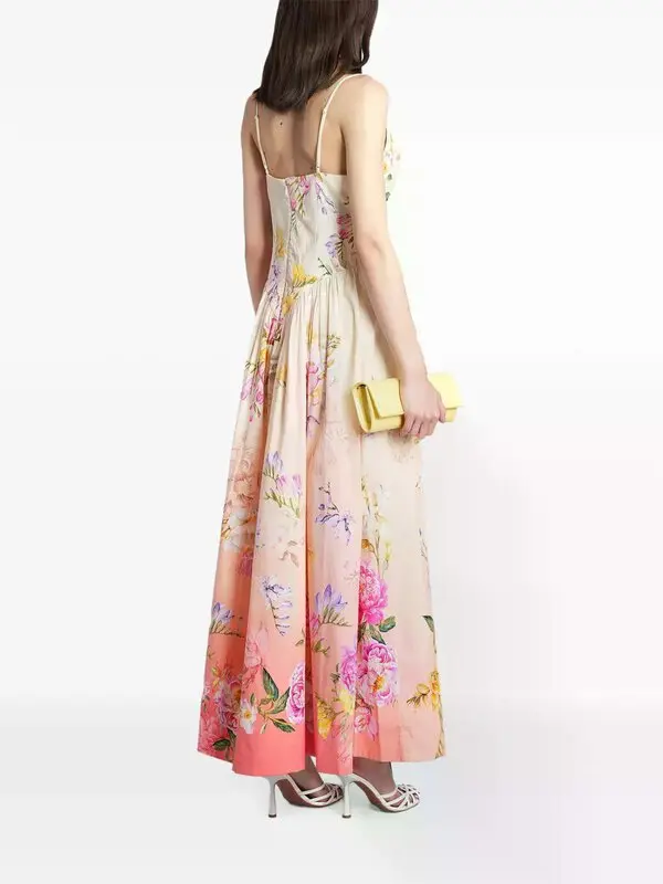 Hemant & Nandita Yellow Floral Print Maxi Dress