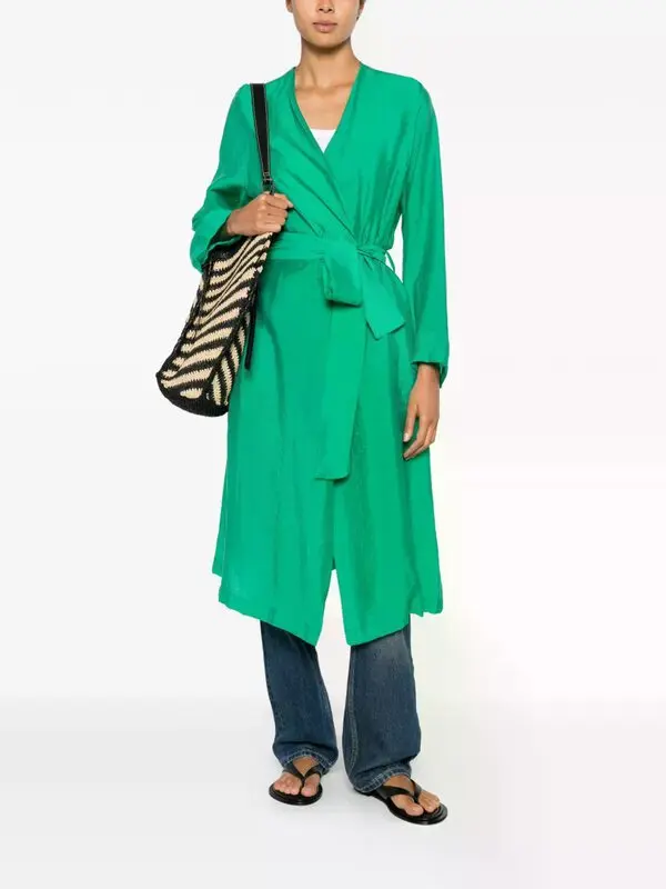 Momoni Serena Belted Herringbone-texture Coat