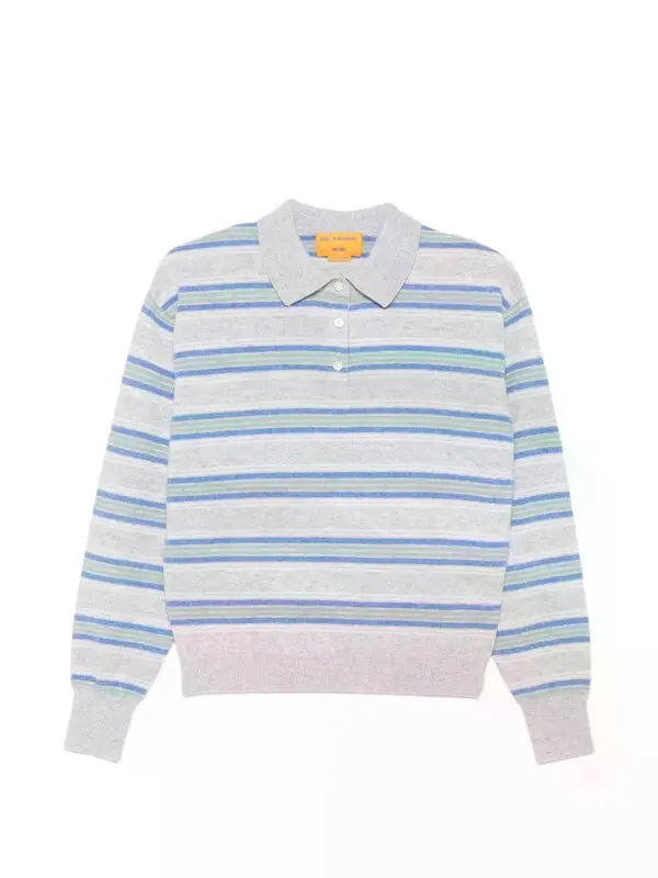 Guest In Residence Striped Long-sleeve Polo Shirt