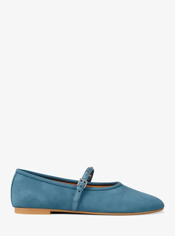 Michael Kors Phoebe Embellished Leather Ballet Flat - Blue