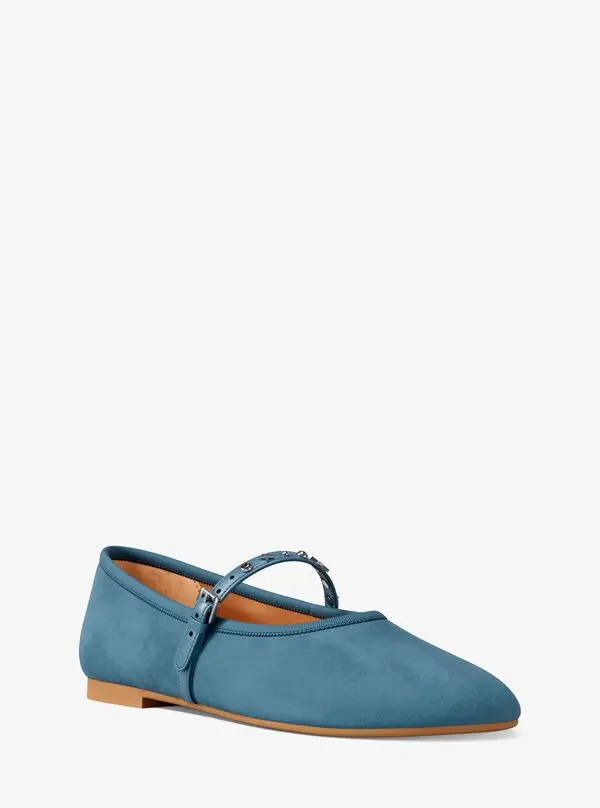 Michael Kors Phoebe Embellished Leather Ballet Flat - Blue