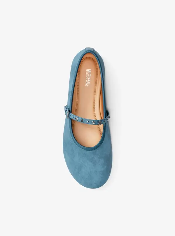 Michael Kors Phoebe Embellished Leather Ballet Flat - Blue