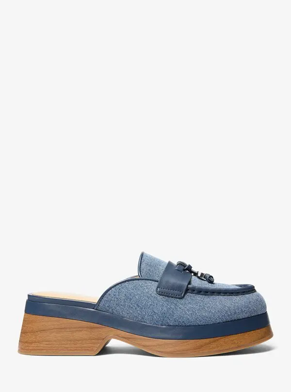 Michael Kors Zoe Denim Mule With Wood Heel