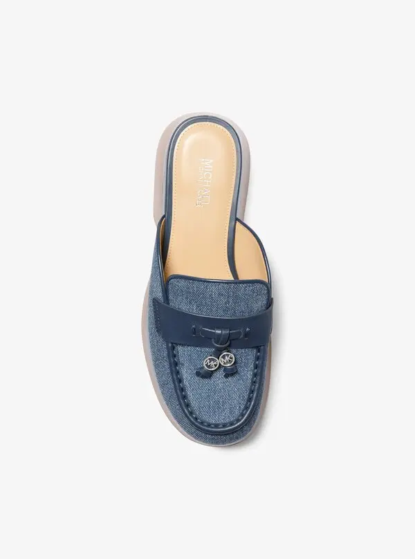 Michael Kors Zoe Denim Mule With Wood Heel