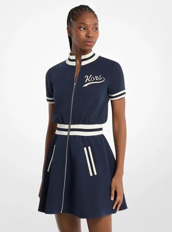 Michael Kors Cotton Blend Zip-up Mini Dress - Blue