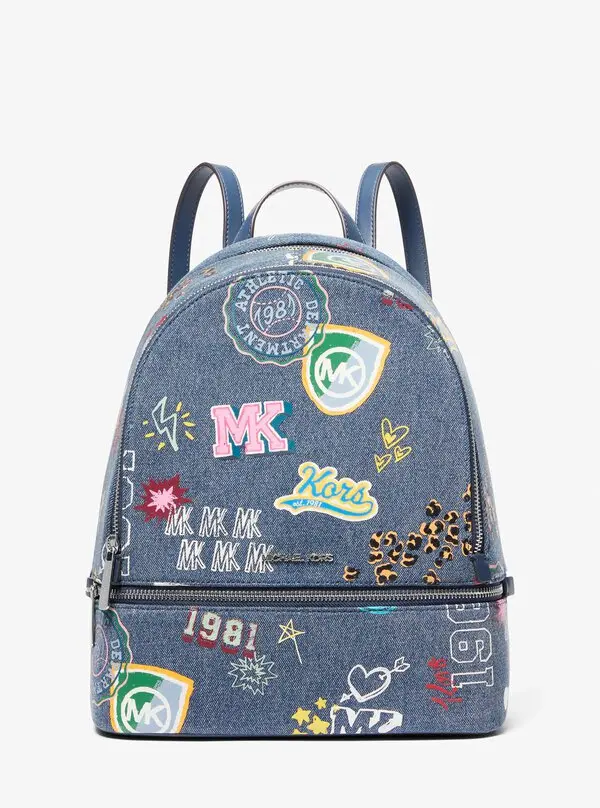 Michael Kors Rhea Medium Embellished Denim Backpack - Blue