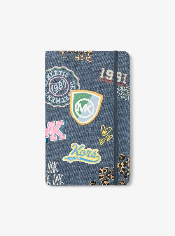 Michael Kors Medium Embellished Denim Notebook - Blue