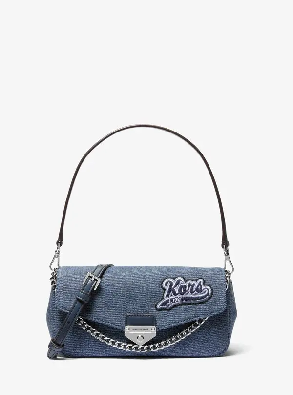 Michael Kors Soho Small Embellished Denim Convertible Crossbody Bag - Blue