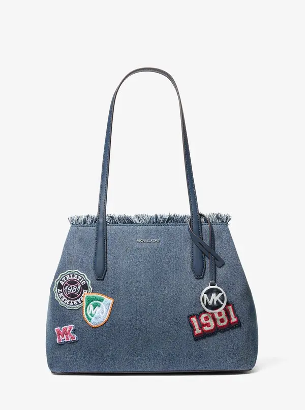 Michael Kors Avalon Medium Embellished Denim Convertible Tote Bag