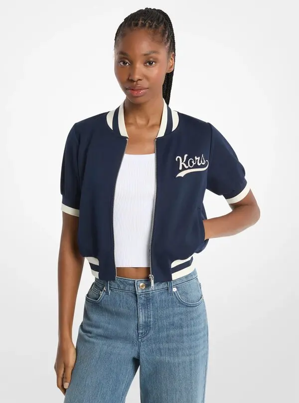Michael Kors Sporty Piqué Cropped Short-sleeve Jacket