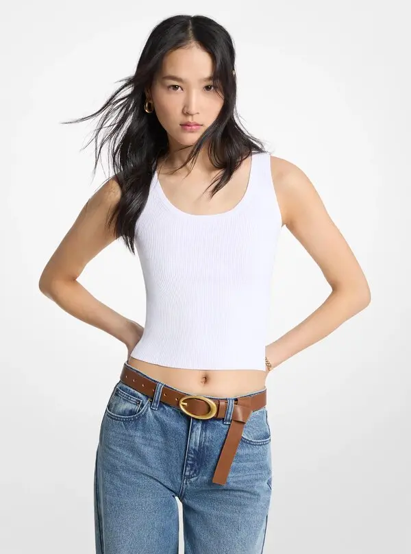 Michael Kors Ribbed Viscose Tank Top - White