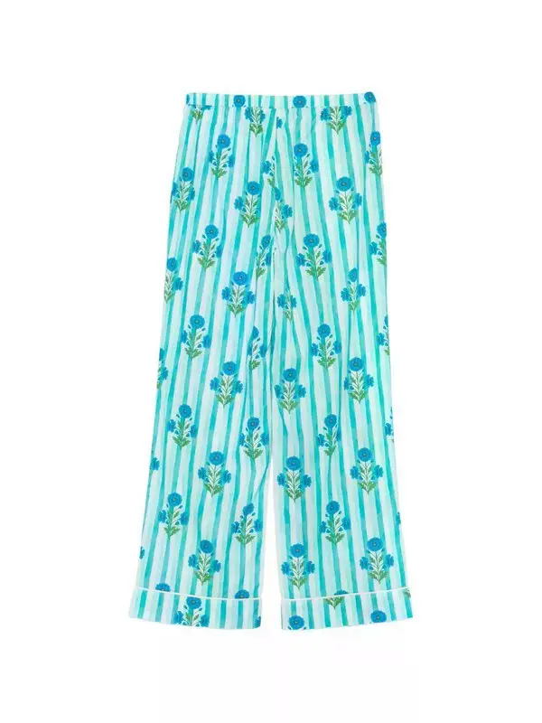 MC2 SAINT BARTH Inessa Floral-print Striped Trousers