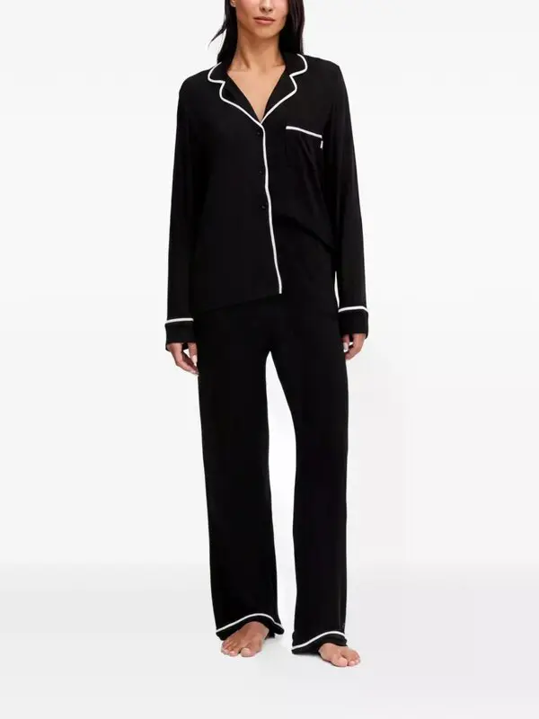 Dkny Long-sleeve Piped Pajamas Set