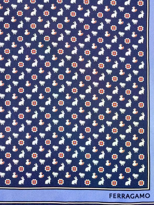 FERRAGAMO Animal-print Silk Pocket Square