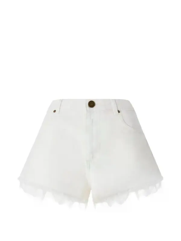 Pinko Frayed-hem Logo-embellished Shorts - White