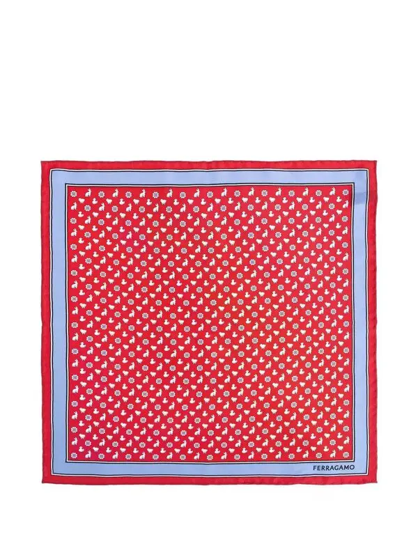FERRAGAMO Animal-print Floral-print Pocket Square