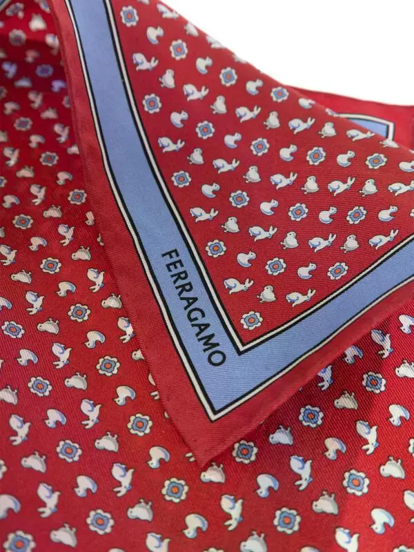 FERRAGAMO Animal-print Floral-print Pocket Square