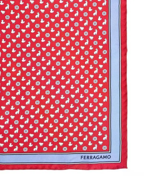 FERRAGAMO Animal-print Floral-print Pocket Square