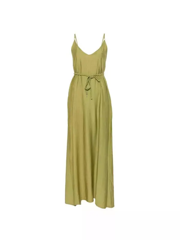 COTAZUR Braided Belt V-neck Dress - Green