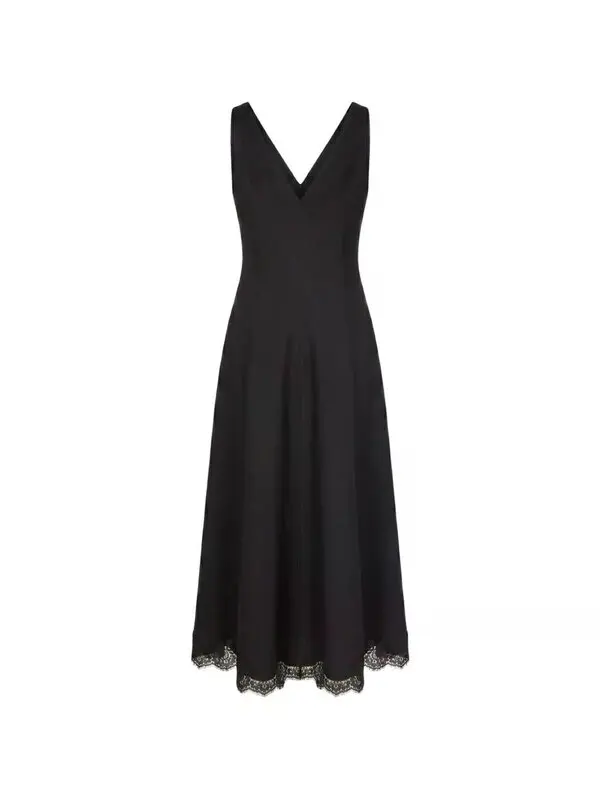 Valentino Garavani Wool Lace Trim V-neck Dress