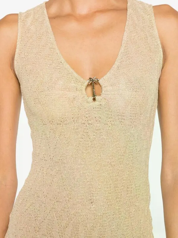 COTAZUR Sleeveless Maxi Dress With Palm Tree Hardware