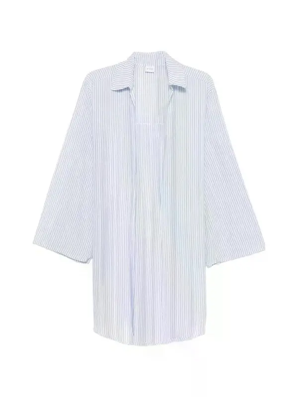 COTAZUR Vertical Stripe Belted Shirt - White