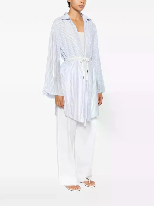 COTAZUR Vertical Stripe Belted Shirt