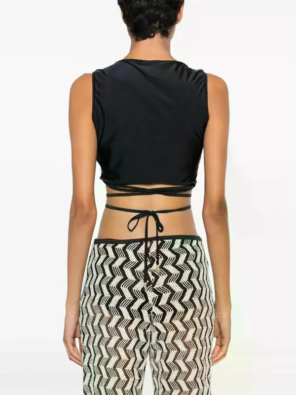 COTAZUR Zigzag Knit Tie-fastening Cropped Top