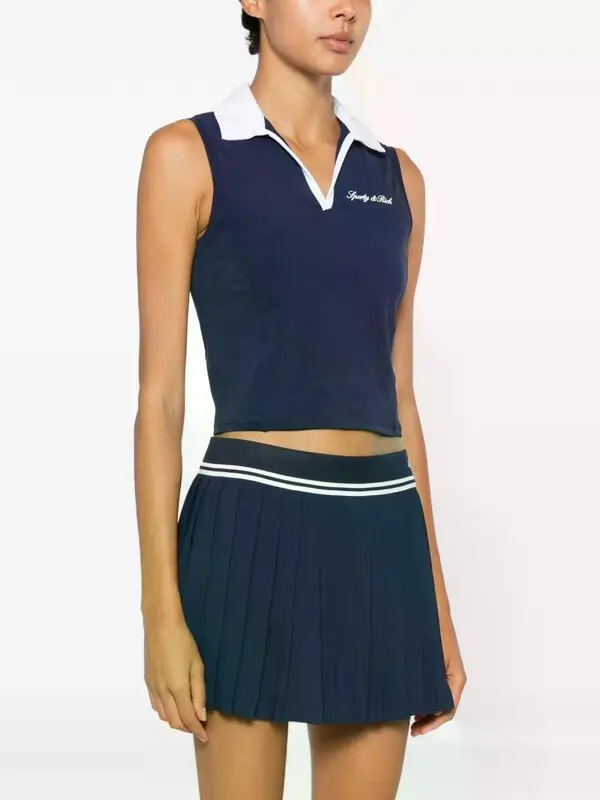 SPORTY & RICH Sleeveless Contrast-collar Top