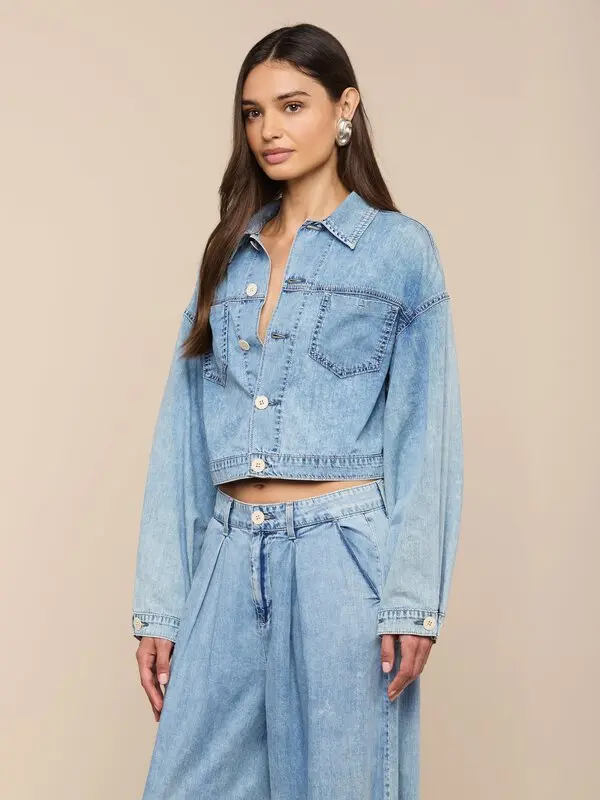 L'Agence Gaines Jean Jacket With Bell Sleeves