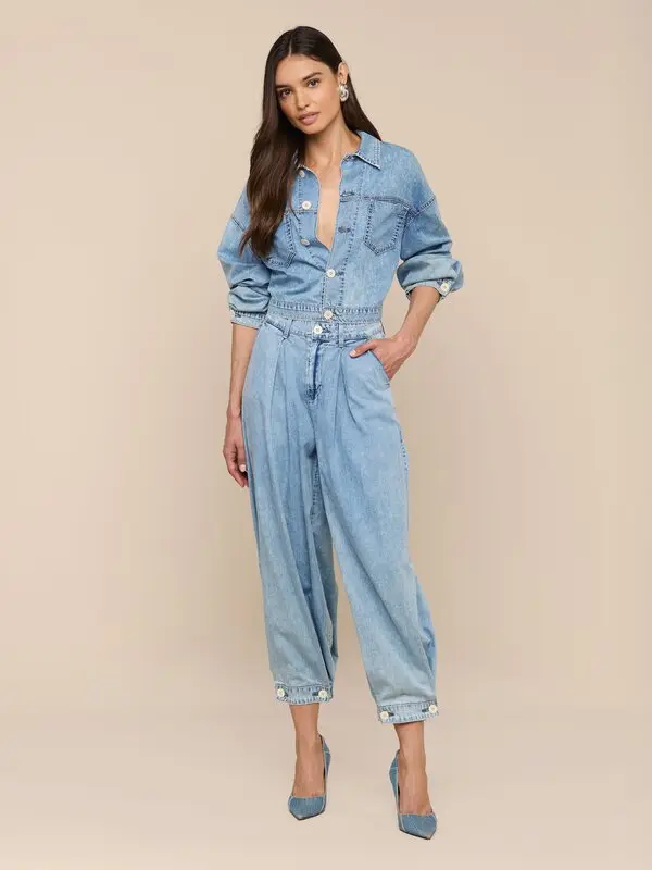 L'Agence Gaines Jean Jacket With Bell Sleeves