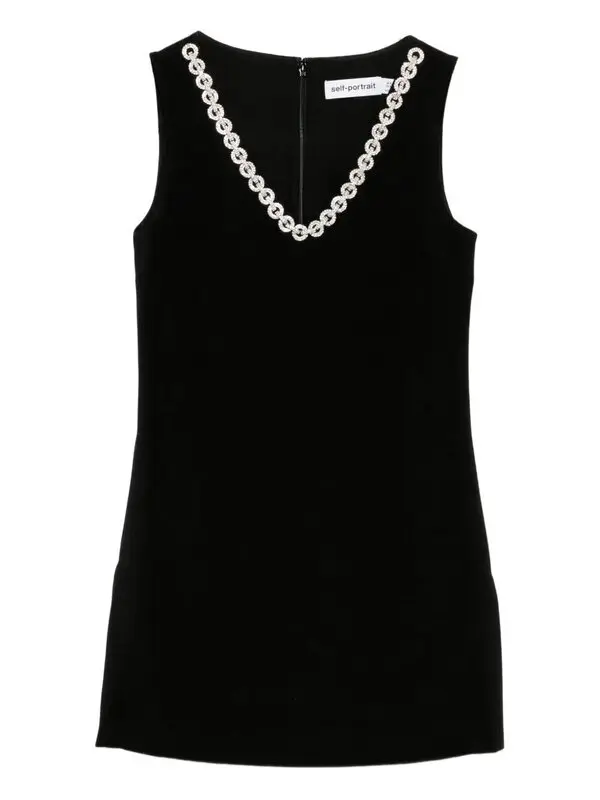 SELF-PORTRAIT Crystal Trim Mini Dress - Multicolor