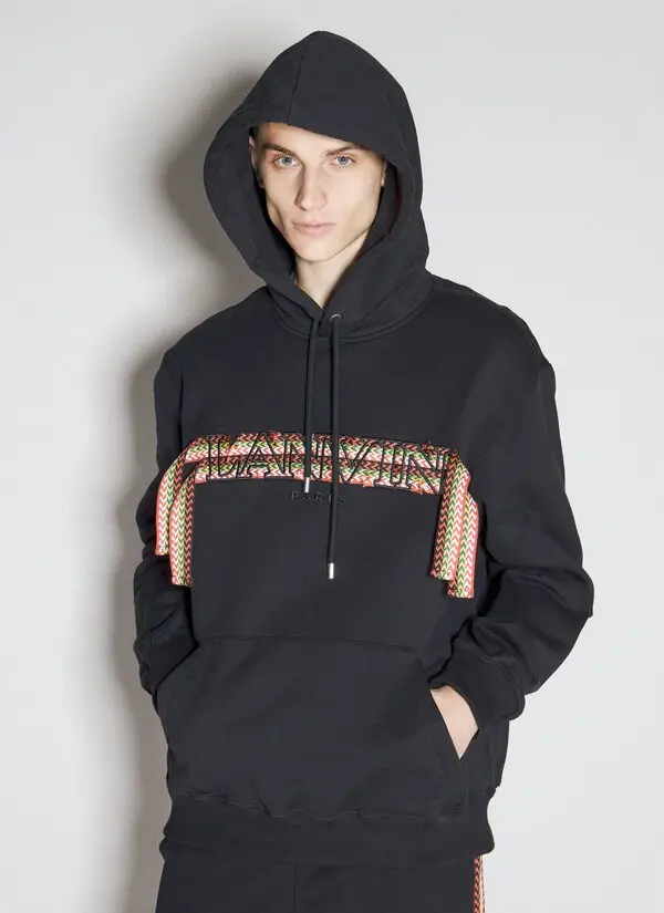 LANVIN Curblace Embroidered Hooded Sweatshirt - Black