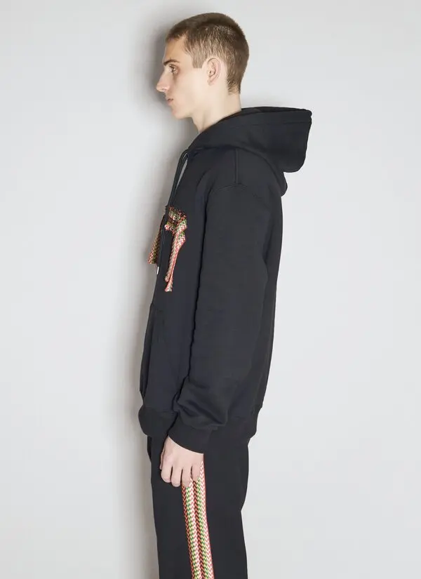 LANVIN Curblace Embroidered Hooded Sweatshirt - Black