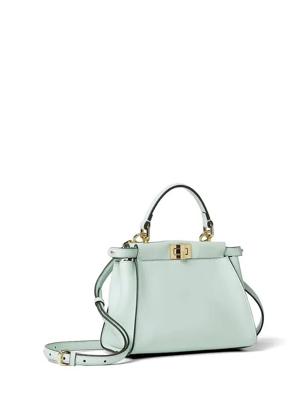 Fendi Peekaboo Mini Woven Raffia Bag With Leather Trim
