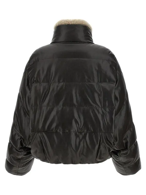 Brunello Cucinelli Padded Lamb Leather Jacket With Removable Sheepskin Collar