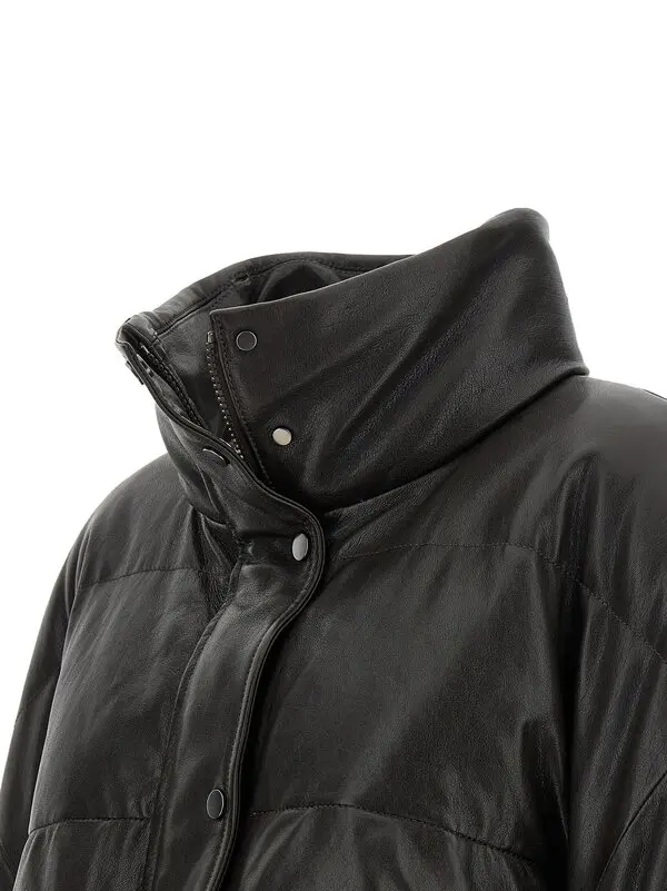 Brunello Cucinelli Padded Lamb Leather Jacket With Removable Sheepskin Collar