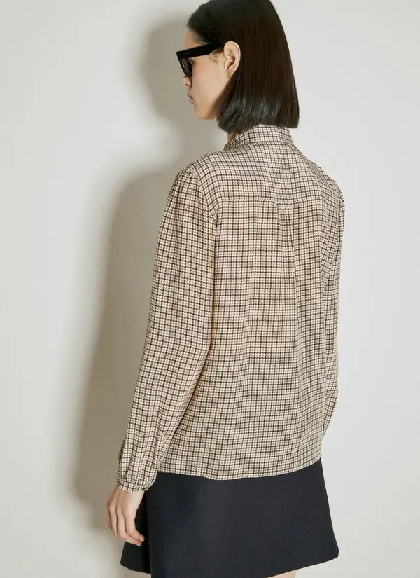 Prada Jacquard Houndstooth Check Silk Shirt