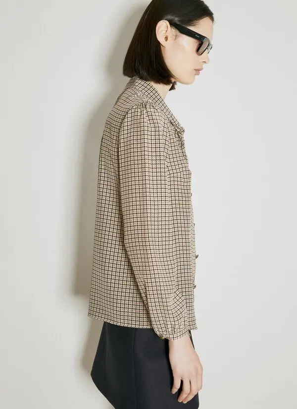 Prada Jacquard Houndstooth Check Silk Shirt
