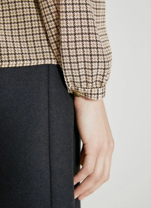 Prada Jacquard Houndstooth Check Silk Shirt